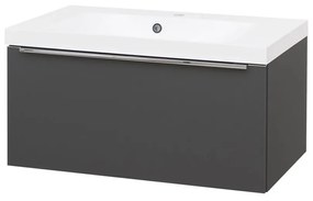 Mereo Mereo, Mailo, koupelnová skříňka s umyvadlem z litého mramoru 81 cm, bílá, dub, antracit, CN536M