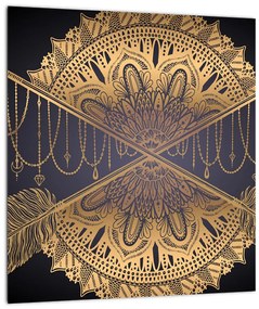 Obraz - Zlatá mandala s šípy (30x30 cm)