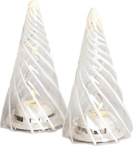 LED světelný stromeček, skleněný, sada 2 kusy, čirý,11 cm