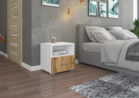 ADRK Furniture Noční stolek se zásuvkou EMI NS-EMI-W+DW-L003