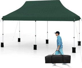 Costway Skládací stan s baldachýnem na akce s taškou – 300 × 600 cm, zelený