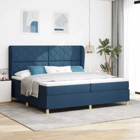 Postel s boxspringem s čelo Modrá 200 x 200 cm textil 3340843