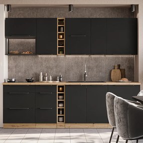 ARIA ac | vysoká skříňka 60 LO-210 2F na vestavnou lednici | 60 cm | ANTI FINGERPRINT povrch | artisan/černá
