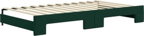 Válenda s přistýlkou a zásuvkami tmavě zelená 100x200 cm samet 3197010