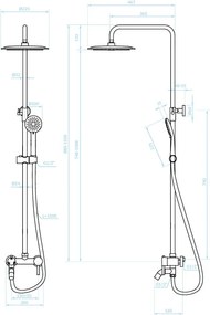 Kuchinox Nortes, nástěnný sprchový sloup s baterií, chromová, LAV-PKN_00OB