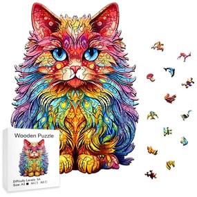Dřevěné puzzle - Perská kočka Varianta: Perská kočka A5 - 14,8x21 cm