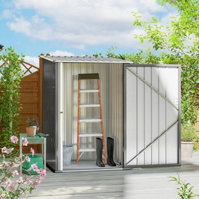 Outsunny ocelový přístřešek na nářadí 0,92 m² Uzamykatelný zahradní přístřešek s jednoplášťovou střechou, 100x103x160cm, šedý| Aosom