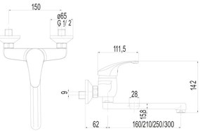 Mereo Mereo, Dřezová nástěnná baterie, Sonáta, s ramínkem plochým rovným 210 mm, chrom, CB302N