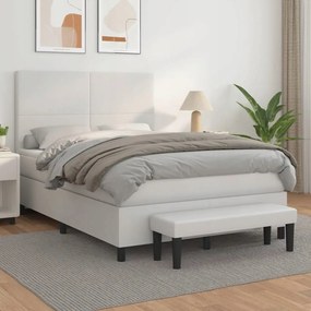 Box Spring Postel S Matrací Umělá Kůže Bílá Hladký design 140 x 200 cm