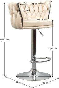Designová barová židle, béžová Velvet látka/chrom, BRIN