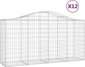 Klenuté gabionové koše 12ks 200x50x100/120cm pozinkované železo 3145650