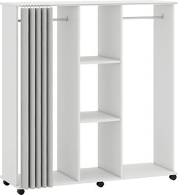 HOMCOM Šatní skříň, šatník, mobilní úložný nábytek 6 koleček 120L x 40l x 128H cm, bílý