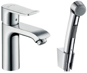 Hansgrohe Metris New - Umyvadlová baterie s ruční sprchou Bidette, s výpustí, chrom 31285000