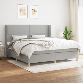 Box spring postel s matrací světle šedá 200 x 200 cm textil,  3128469