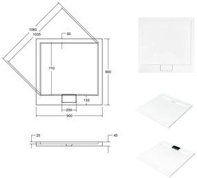 Besco Axim UltraSlim čtvercová sprchová vanička Rozměr vaničky: 80x80cm