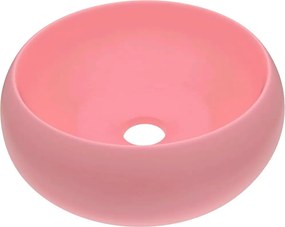Luxusní umyvadlo kulaté matné růžové 40 x 15 cm keramické 146999