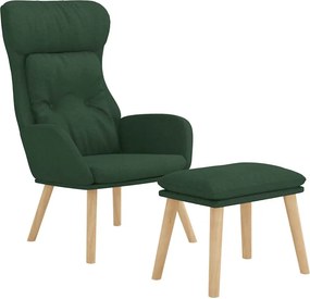 Relaxační křeslo s podnožkou tmavě zelené textil 3097755