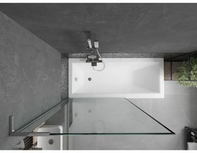 Mexen Next L, 1-křídlová vanová zástěna 100 x 150 cm, 6mm čiré sklo-černý vzor, ​​chromový profil, 895-100-000-03-70-01