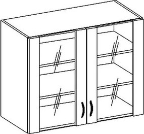 Casarredo - Komfort nábytek Horní kuchyňská skříňka CHAMONIX II W80W, 2-dveřová, dub ferrara/sklo
