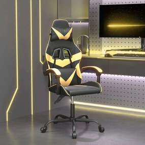 vidaXL Otočná herní židle s podnožkou umělá kůže [349548] Barva: Černý a zlatý