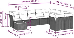 10dílná zahradní sedací souprava s poduškami černá polyratan 3223823