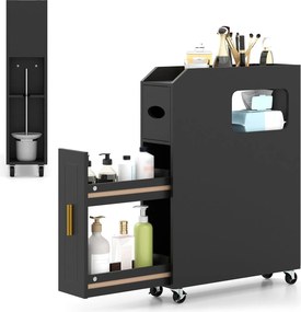 Costway Malá koupelnová skříňka 16 cm úzký organizér s výsuvnou