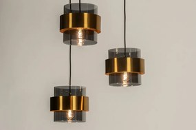 Závěsné svítidlo nad jídelní stůl Retro 70er Trio Round Black and Gold