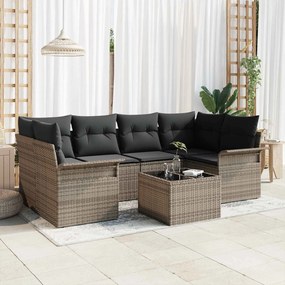 Sada zahradních pohovek 7 pcs 6-Seater Šedá polyratan 3353928