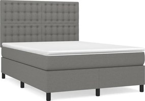 Box spring postel s matrací tmavě šedá 140x200 cm textil 3142098