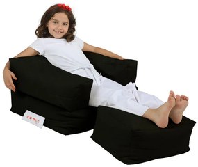 Atelier del Sofa Zahradní sedací vak Kids Single Seat Pouffe - Black, Černá