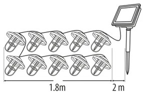 LED Solární řetěz 10xLED/1,2V 300 mAh 3,8 m IP44 měděná