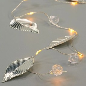 Nexos  86925 Osvětlení perly a stříbrné listy, 20 LED, teplá bílá