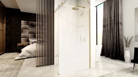 Rea Aero Ombre, sprchová zástěna Walk-In 110x195 cm, 8mm čiré sklo s bílým vzorem, zlatý matný profil, REA-K2465