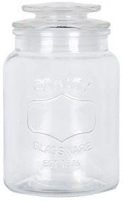 Skleněná skladovací dóza s víkem a nápisem Quality Glassware – 11x18 cm