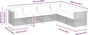 6dílná zahradní sedací souprava s poduškami béžová polyratan 3261862