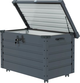 Zahradní box Outsunny, úložný box na kolečkách, úložný box se zámkem, rukojeť, zahradní truhla na balkon, terasu 100 x 62 x 65 cm, tmavě šedý