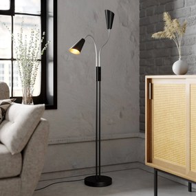 Stojací lampa Lucande Medira, černá, 2 světla, nastavitelná, GU10