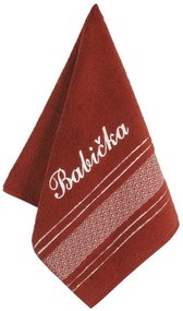 Bellatex Froté ručník mozaika se jménem BABIČKA 50x100 cm tmavá terra