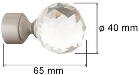 GARNÝŽE-HEBR Garnýž rýhovaná Koule crystal chrom mat dvojitá 480 cm