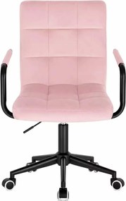 LuxuryForm DESIGN Otočná židle VERONA BLACK VELUR na černé podstavě s kolečky - růžová