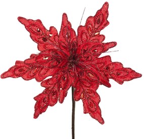 DecoKing - Dekorativní květ Červené třpytky