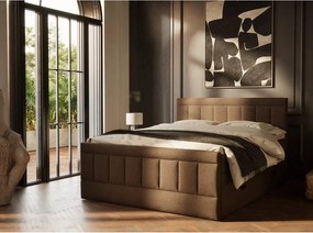 Hnědá boxspring postel s úložným prostorem 200x200 cm Caya – Maison de Rêve