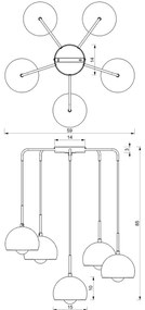 Lustr na lanku COOL 5xE27/60W/230V