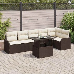 Set pohovek 7 ks Hnědá Poly ratan 3348474