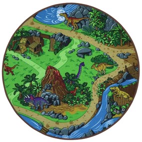 Vopi, Dětský kusový koberec Dino kruh, 200x200 (průměr) kruh, vícebarevná, dětský pokoj