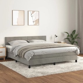 Box spring postel s matrací světle šedá 160x200 cm samet 3141191