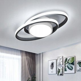 Lampa Sufitowa Led Plafon Czarna Biały Okrągły Nowoczesne Do Salonu 6500K