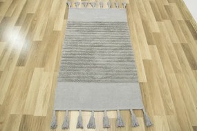 Bavlněný kobereček Kilim s třásněmi šedý