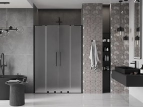 Mexen Velar L Duo, posuvné sprchové dveře do otvoru 140 cm, 8mm sklo námraza, černá matná, 871-140-003-32-70