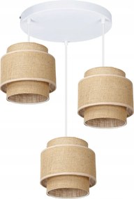 Závěsná Stropní Lampa Jutová Boho Talíř Trio